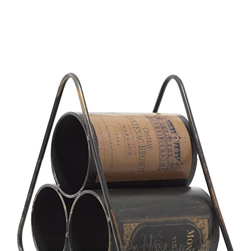 Deco 79 Metal Pyramid Wine Rack, 11" x 6" x 10", Black