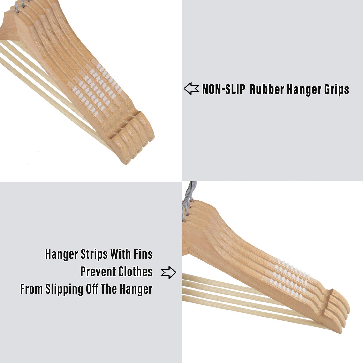 AUEAR, 100 Pack Clear Non-Slip Rubber Hanger Grips Hanger Strips Adhesive Clothes Hanger Grips (2.76" x 0.24")