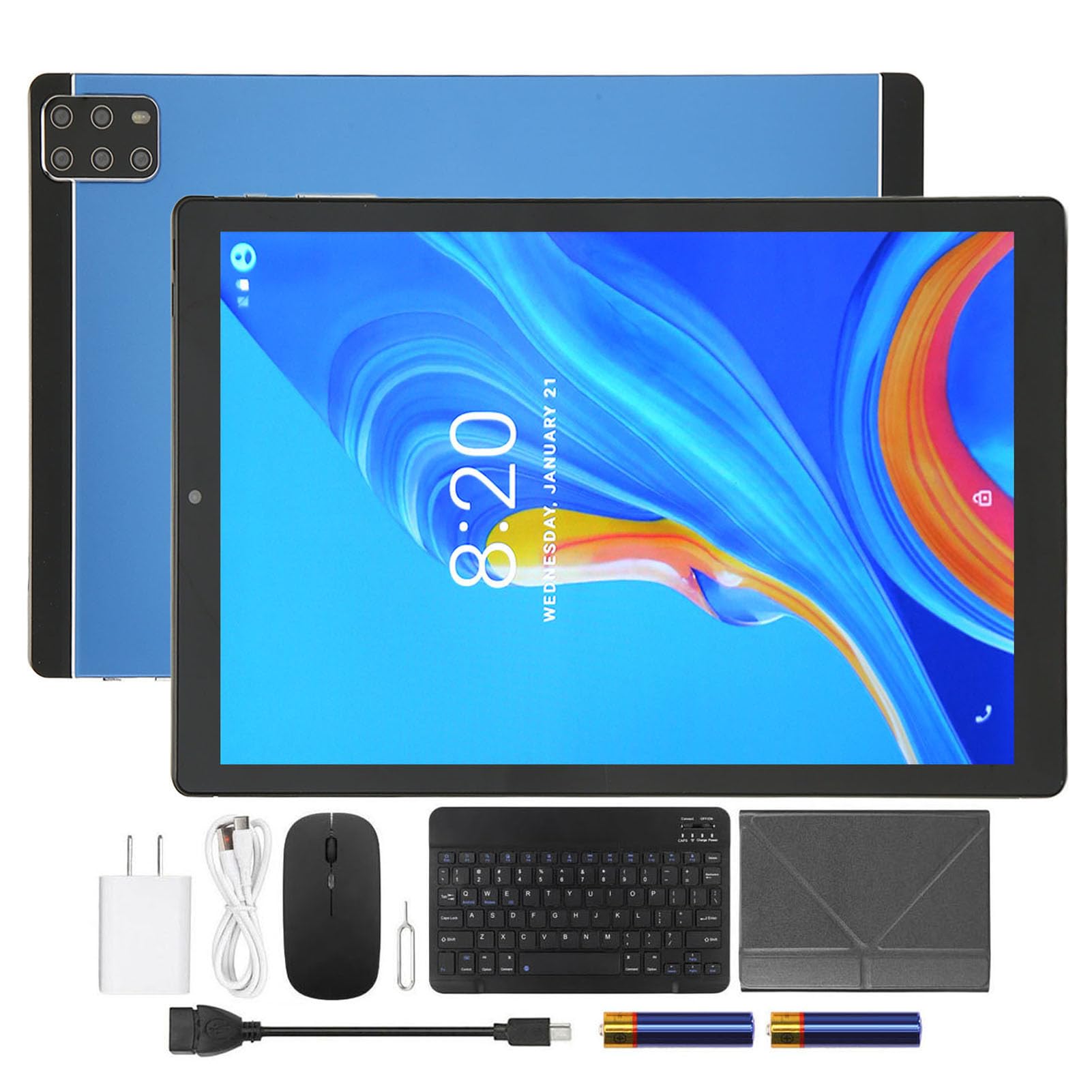 Acogedor 2 in 1 Tablet with Keyboard, 10.1inch Android Tablet Support 4G LTE Cellular, 6+128GB, MT6735 Deca Core CPU, 256GB Expansion, 2.4G 5G WiFi Tablet PC (US Plug)