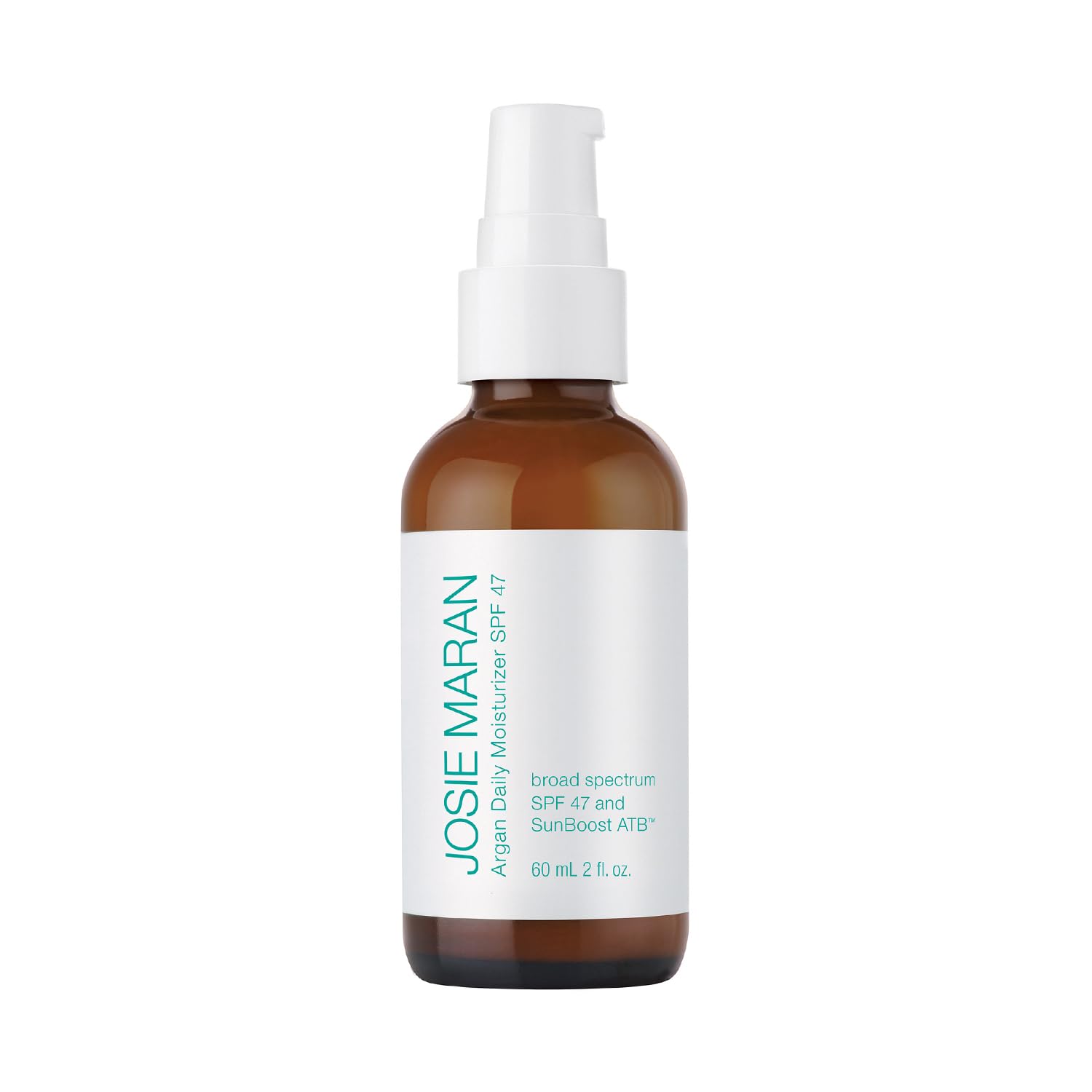 Josie Maran Argan Oil Daily Facial Moisturizer with SPF 47 & SunBoost ATB - Lightweight, Chemical Free Facial Sunscreen with Jojoba Oil & Green Tea - Smooths Texture & Boosts Radiance (2 oz)
