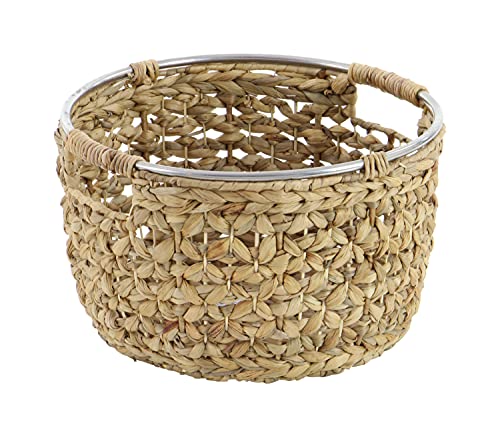 Deco 79 Seagrass Handmade Storage Basket with Metal Handles, Set of 3 15", 17", 19"W, Light Brown