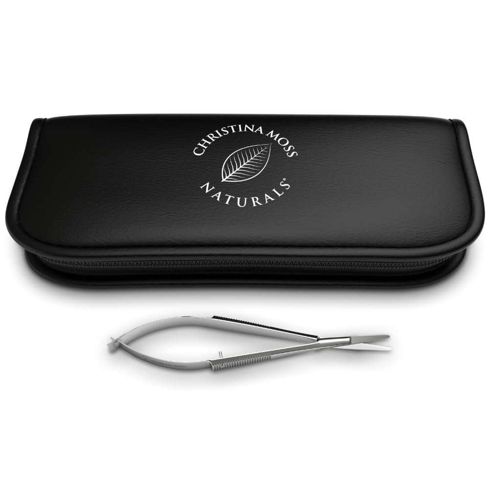 Facial Scissors made from Surgical Stainless Steel, Very Straight, Very Sharp Blades for Precision Cuts, Easy To Use & Comfortable to Hold, Trims Eyebrows, Ear Hair, Nose Hair, Cuticles, Case Included