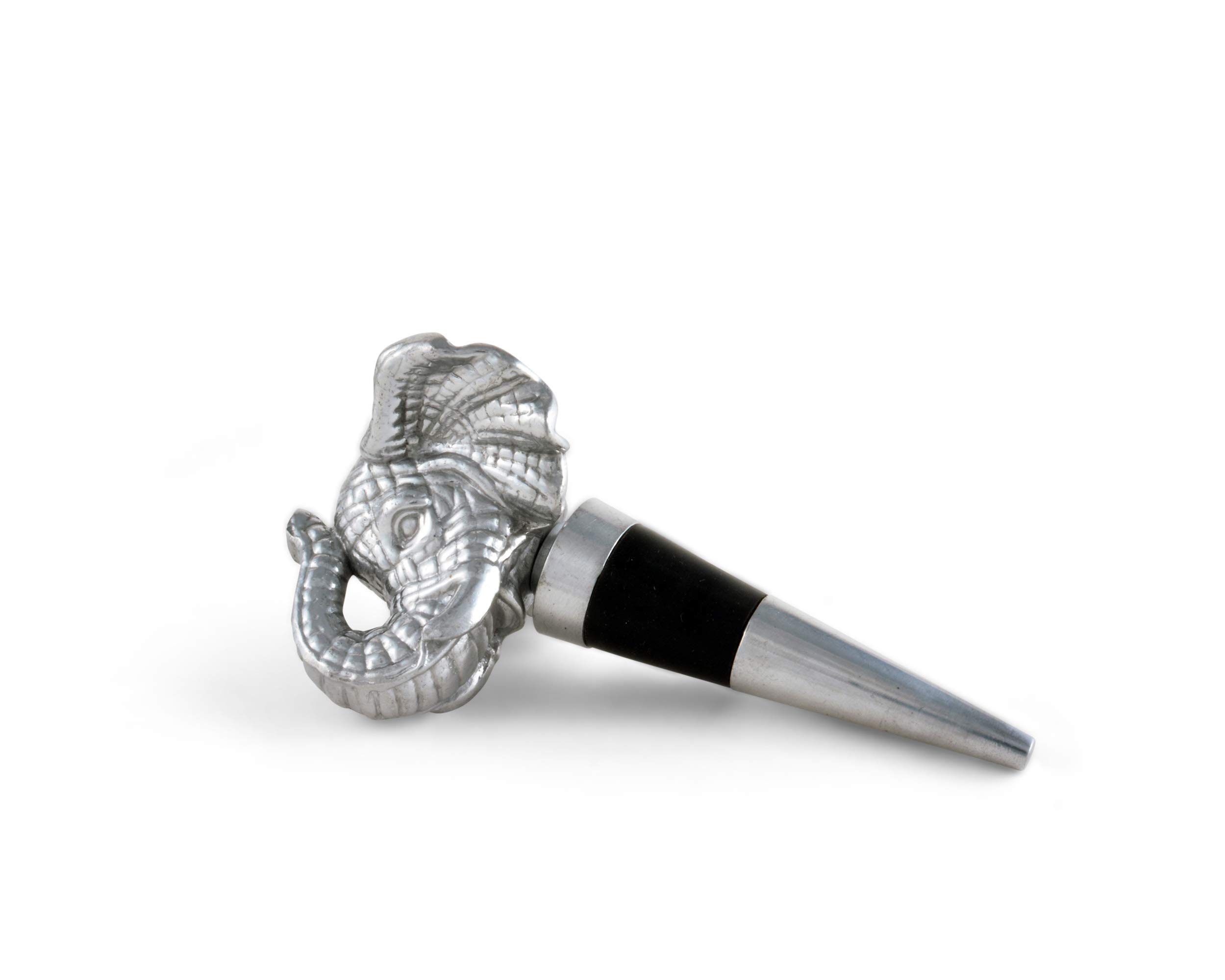 Arthur Court Designs Aluminum Elephant Bottle Stopper Wine Topper Silicone Saver 5 inch Tall