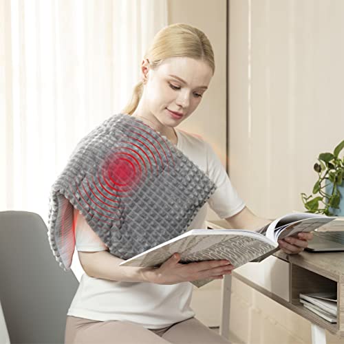 Bedsure Weighted Heating Pad with Massager - Electric Heating Pad for Back with Massaging Vibration, 3 Heating Levels & 3 Massage Types, 9 Relaxing Combinations, 12β x 24β, Grey