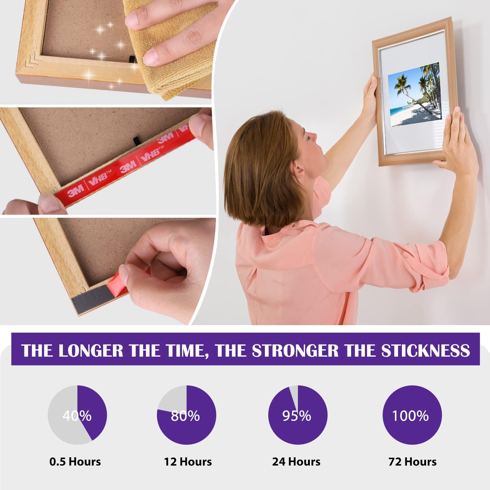 EMITEVER Double Sided Tape, Heavy Duty Acrylic Foam Mounting Tape, 23Ft x 0.6In Two Sided Adhesive Tape, 2 Sided Tape for Automotive, Home, Office Decor