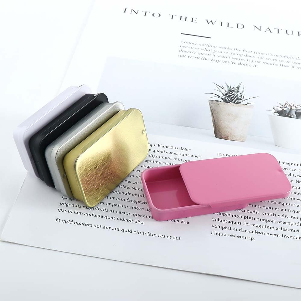 6 Pcs Mini Rectangular Storage Box,Tinplate Push-Pull Box,Slide Top Tin Containers,Metal Containers,2.36x1.34x0.43inch