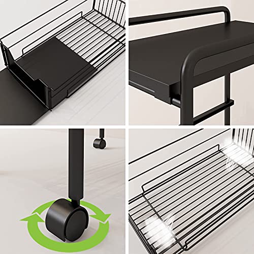 LOYALHEARTDY 4-Tier Carbon Steel Slim Rolling Cart 9.4Inch Width Kitchen Storage Organizer Mobile Shelving Unit Storage Carts with Lockable Wheels Slide Out Storage Tower Rack