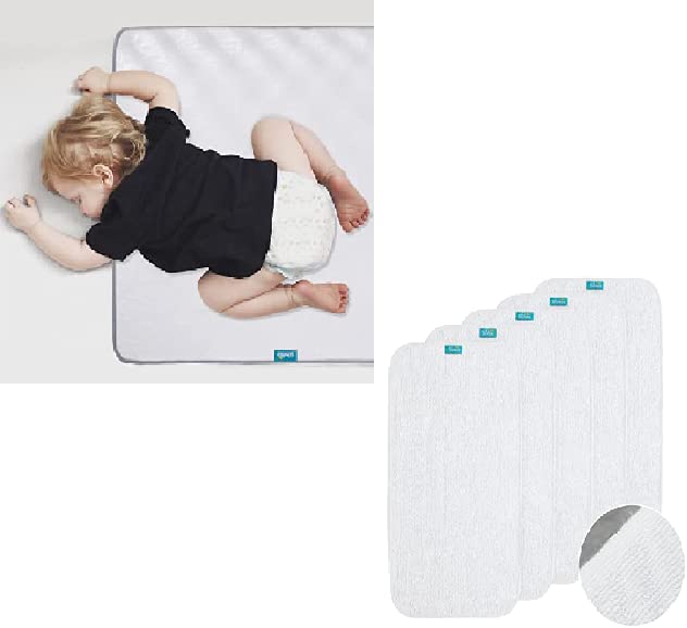 Changing Pad Liner 5 Count, Waterproof Larger Changing Pad Cover 28" X 15", Cotton Terry (Solid Improved Thickness) / Waterproof Crib Mattress Protector 27" x 38"