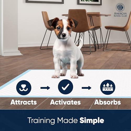 American Kennel Club Scented Puppy Training Pads with Ultra Absorbent Quick Dry Gel โ 22 x 22 Pee Pads for Dogs - Fresh Scented - Pack of 100