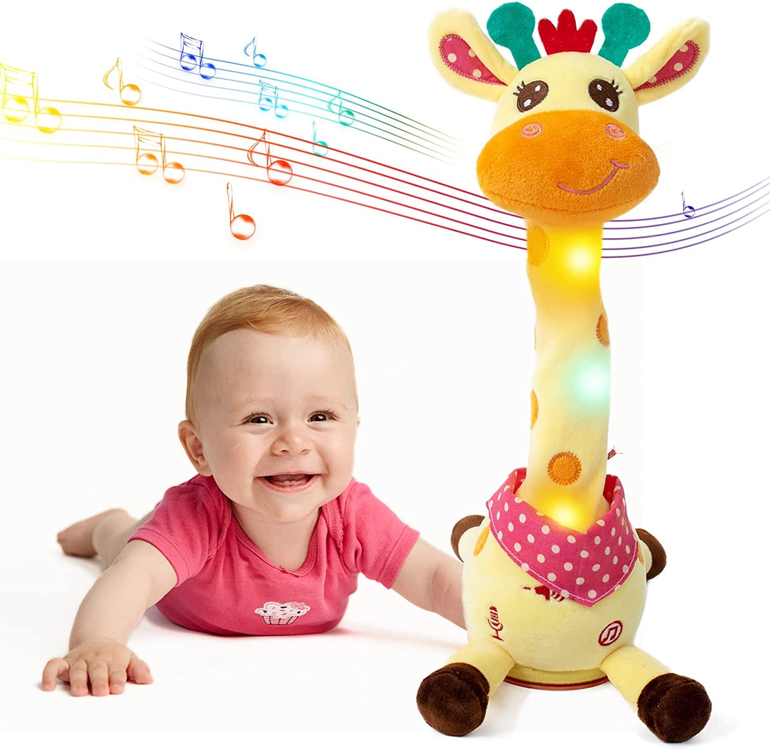 Emoin Giraffe Stuffed Animal Baby Toys 6 to 12 months Giraffe Toys Singing 10 Children's Songs Dancing Giraffe Light Up Toys Repeat What You Say Giraffe Gifts for Toddlers 1-3 Years Old