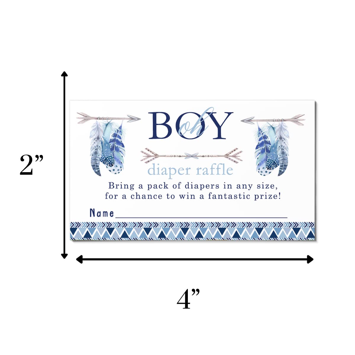 Adventure Awaits Diaper Raffle Cards (50 Pack) Boys Baby Shower Game Tickets – Blue Invitation Insert Fill-In for Prize Drawings - Size 2x4 Set