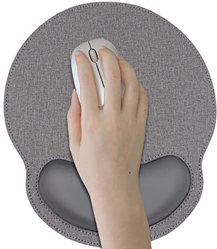 RICHEN Ergonomic PU Leather Mouse Pad with Wrist Support,Comfort Memory Foam,Waterproof Surface,Non- Slip Rubber Base for Computer Laptop & Mac,Lightweight Rest for Home,Office & Travel (Grey)
