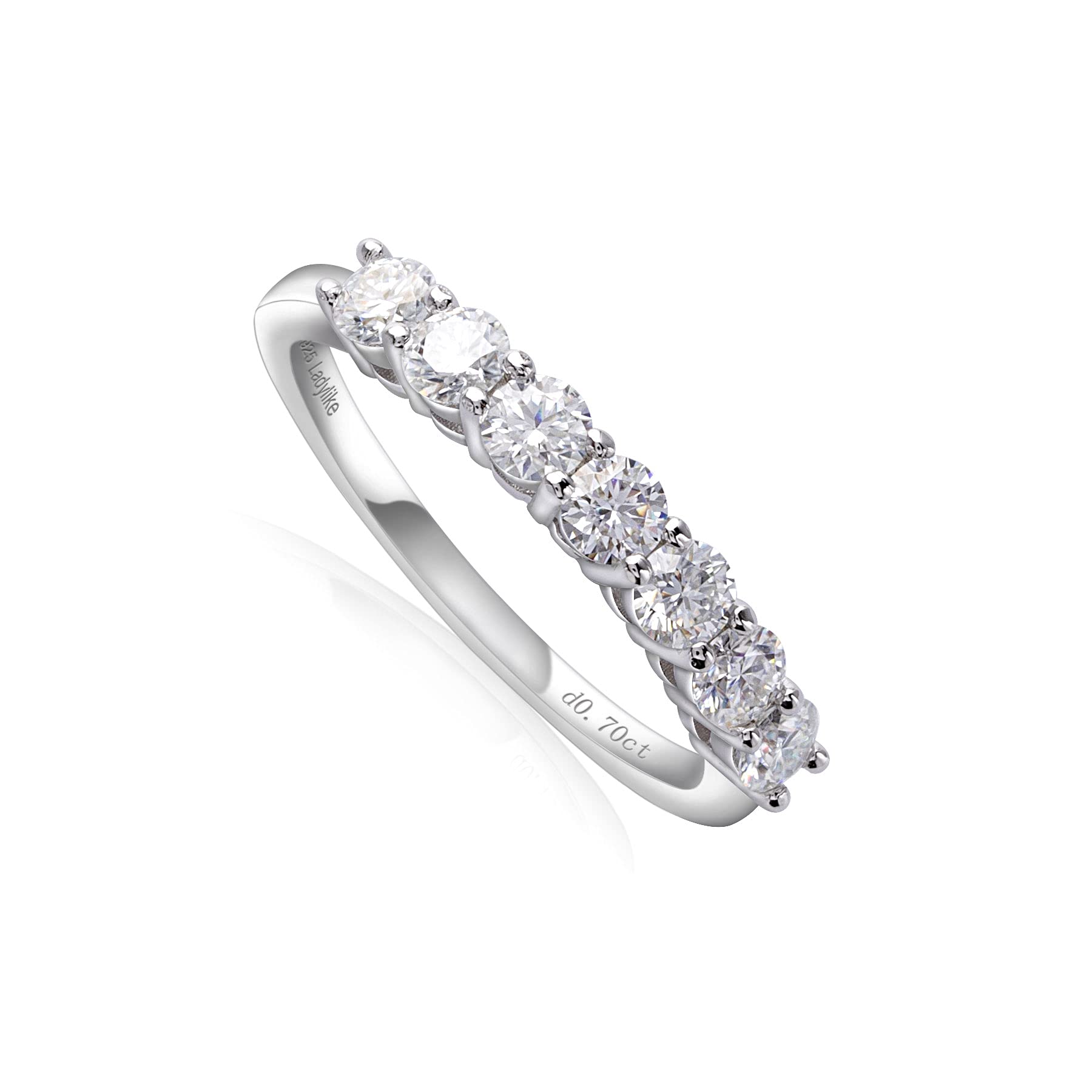Ladylike Moissanite Wedding Band for Women 925 Sterling Silver Wedding Rings 0.7ct D Color VVS1 Lab Created Half Eternity Stackable Anniversary Rings for Her