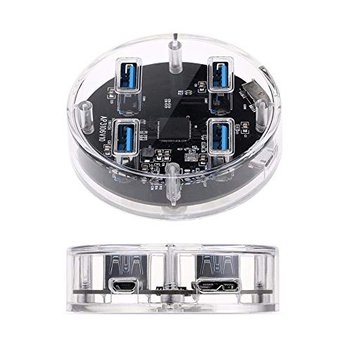 Lysee Data Cables - Zihan USB3.0 4 Ports HUB with Rubber Transparent for Desktop Laptop Reserced External Power Supply