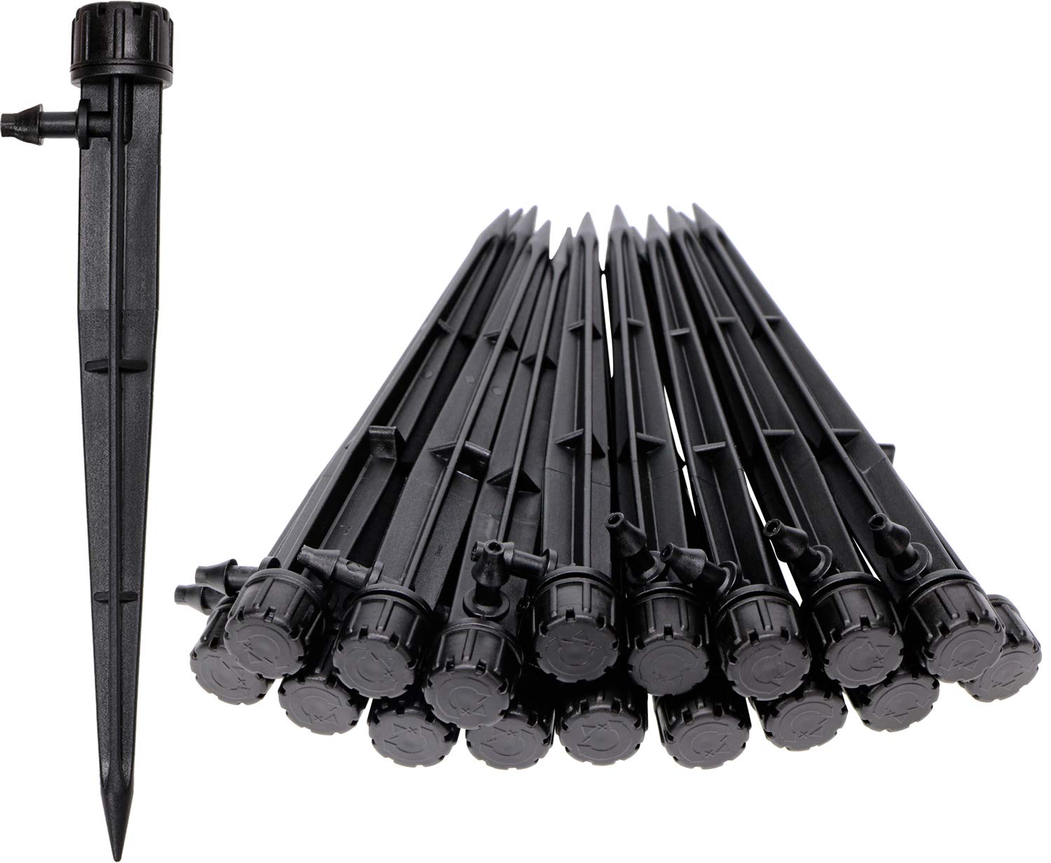Mini Skater 360 Degree Adjustable Drip Emitters Sprayer Irrigation Drippers Sprinklers Watering Drippers on Stake Fit for 1/4 Inch (4/7mm) Drip Irrigation Tubing (Black,25Pcs)
