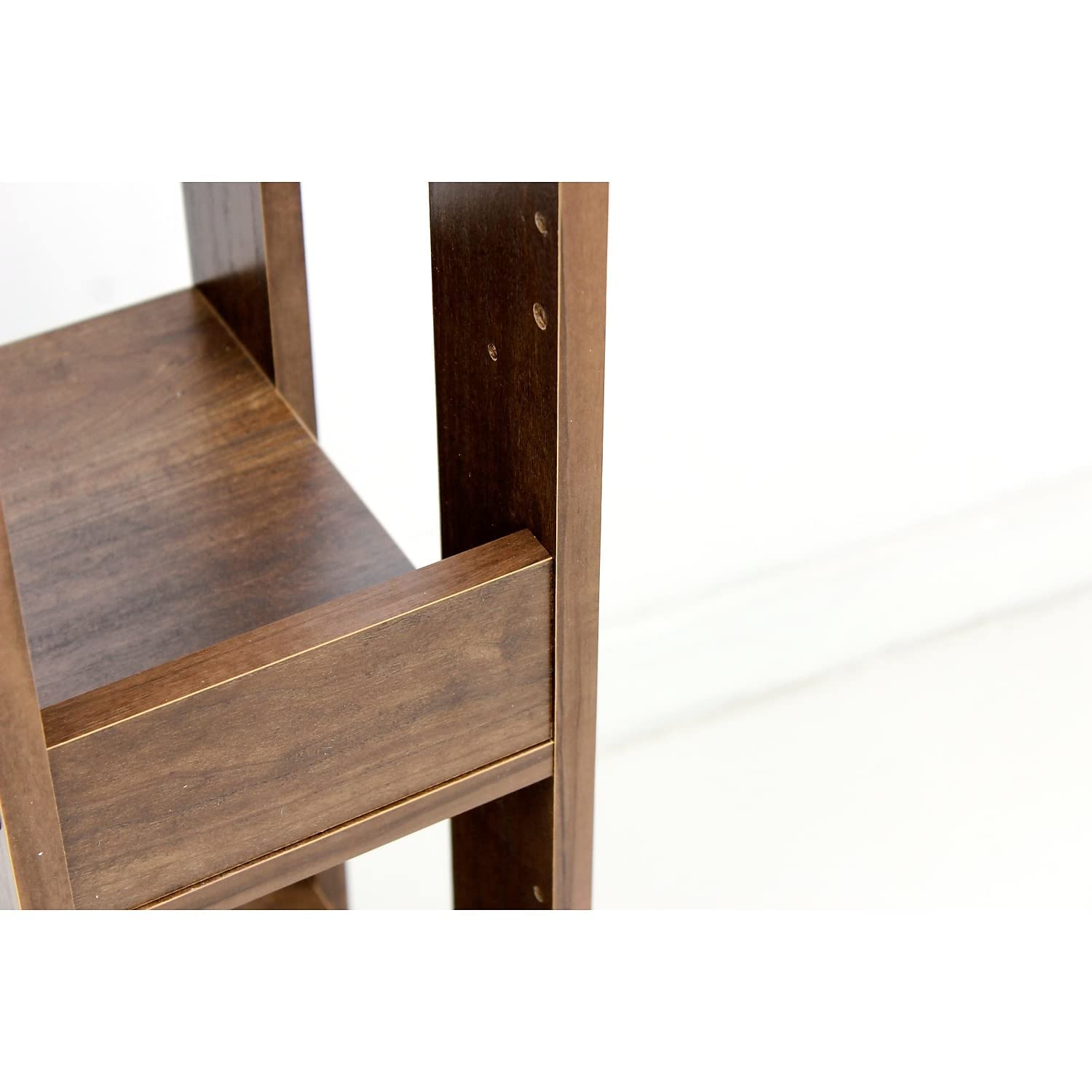 IRIS USA 3-Tier 8" Slim Open Wooden Bookshelf with Adjustable Shelves, Easy Assembly Bookcase Farmhouse Shelf for Small Spaces Bedroom Office Living Room Indoor, Brown