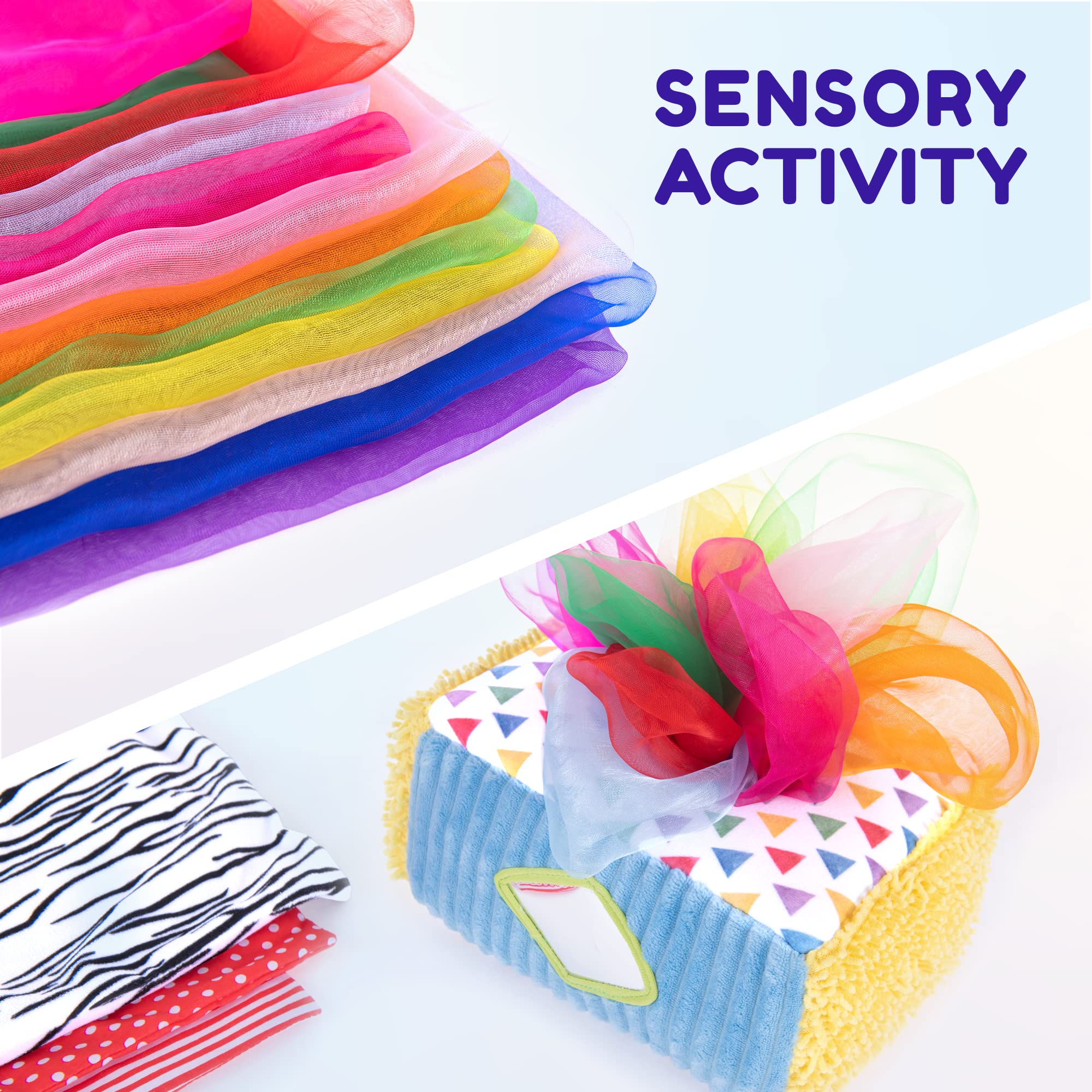 Lovebirds Montessori Sensory Baby Toy Tissue Box-Toddler Infant STEM Cognitive Development-Toddler-Juggling Scarves-Pull Along-Manipulative Preschool Learning Toys-Babies 6-12months