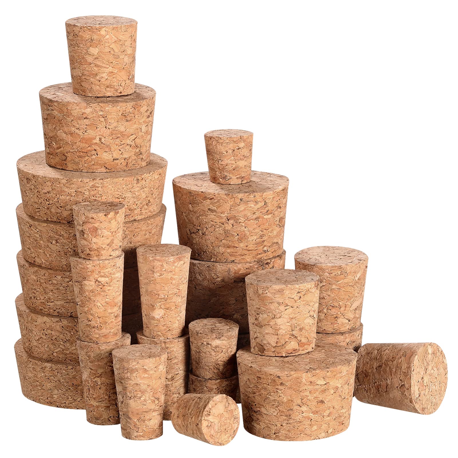 ARTIBETTER 1 Set of 25 Pcs Cork Stoppers Bottle Cork Stoppers Wooden Tapered Cork Plugs Replacement Assorted Size Corks (5 Sizes)