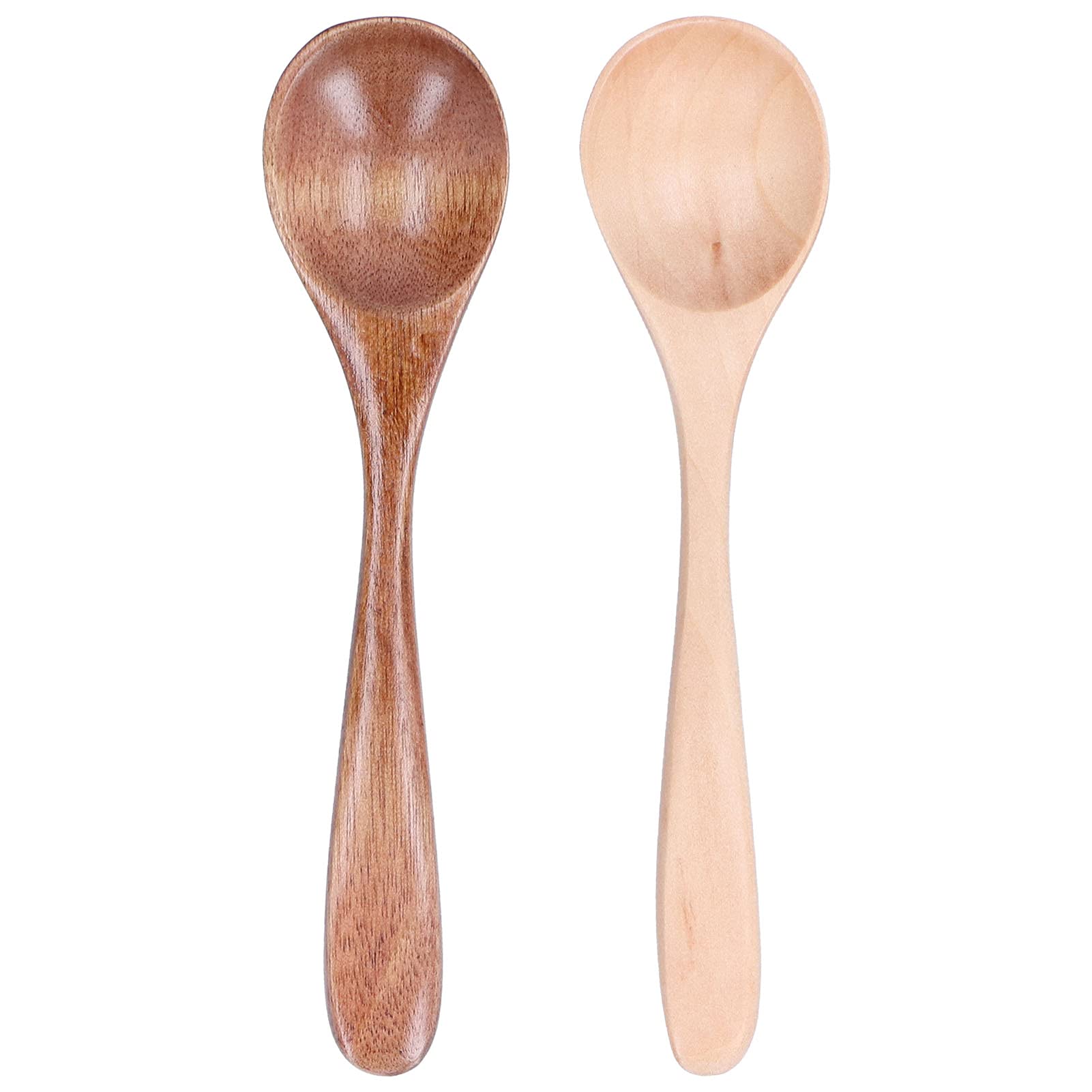 Actaday Cooking Utensils 2Pcs/Set Wooden Spoon with Curved Handle Mixing Scoop for Home Kitchen Kitchenware Restaurant