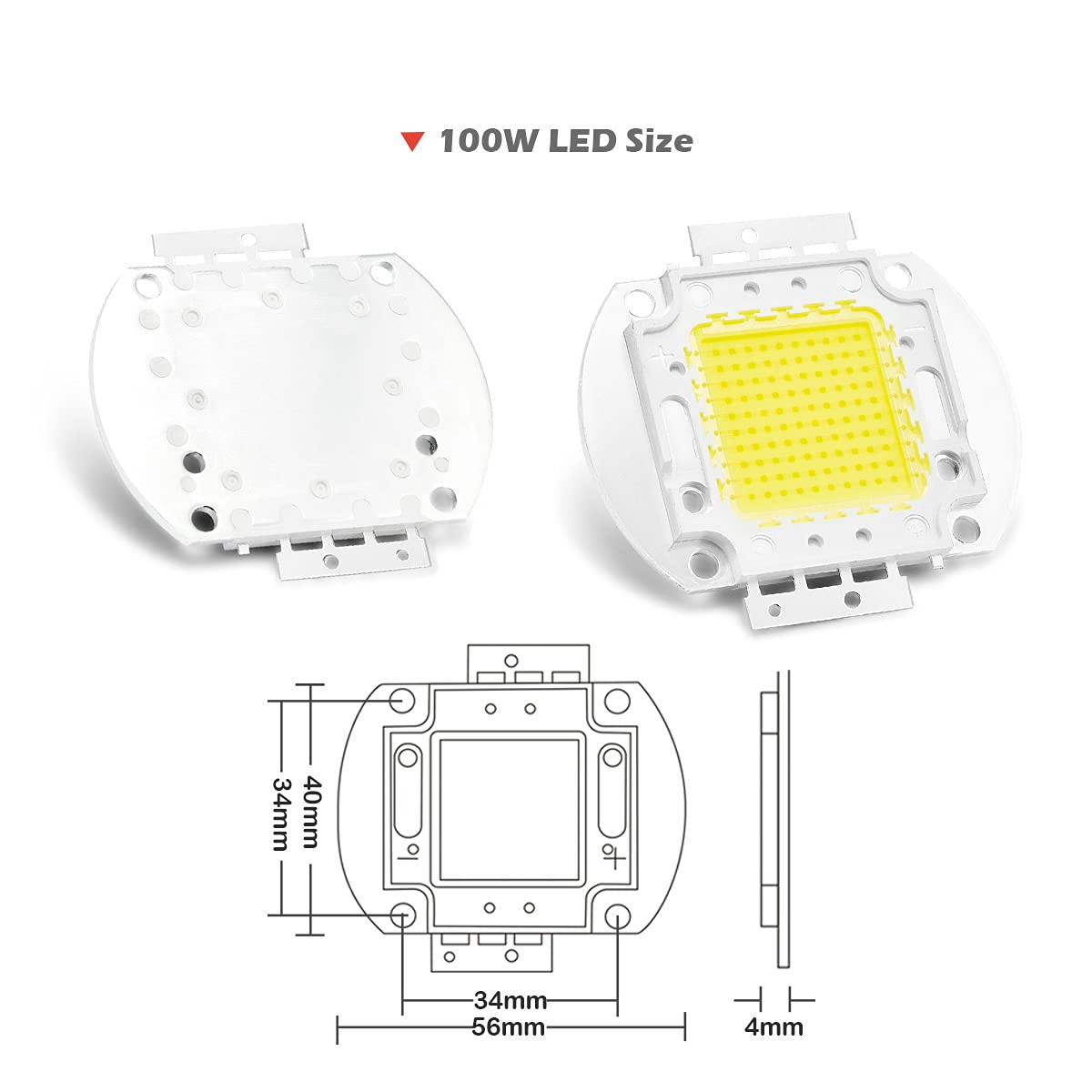 CHANZON High Power Led Chip 100W White (6000K - 6500K / 3000mA / DC 30V - 34V / 100 Watt) Super Bright Intensity SMD COB Light Emitter Components Diode 100 W Bulb Lamp Beads DIY Lighting