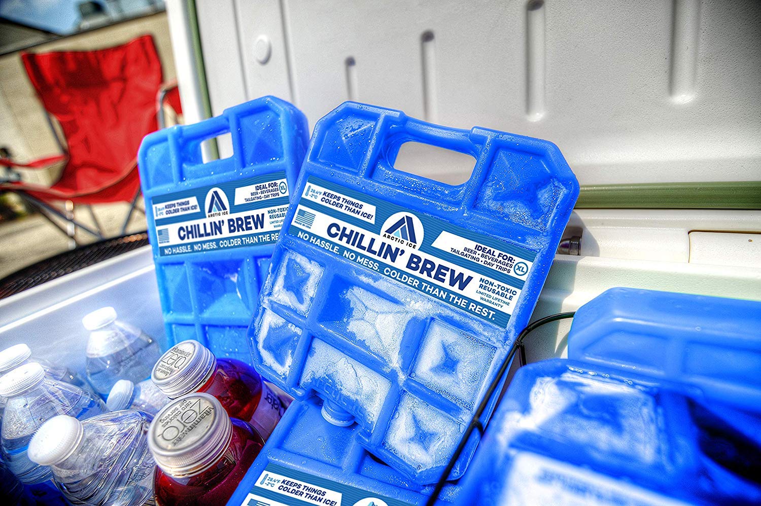 Arctic Ice Chillin' Brew Series Long Lasting High Performance Ice Pack for Beer, Beverages, Tailgating, Day Trips and More - Freezes at 28 Degrees (2-Pack) (Large 2.5 LB)