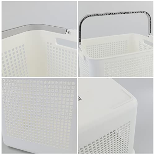 Bringer 35 L Plastic Laundry Baskets with Handle, 4-Pack Dirty Laundry Hamper, White
