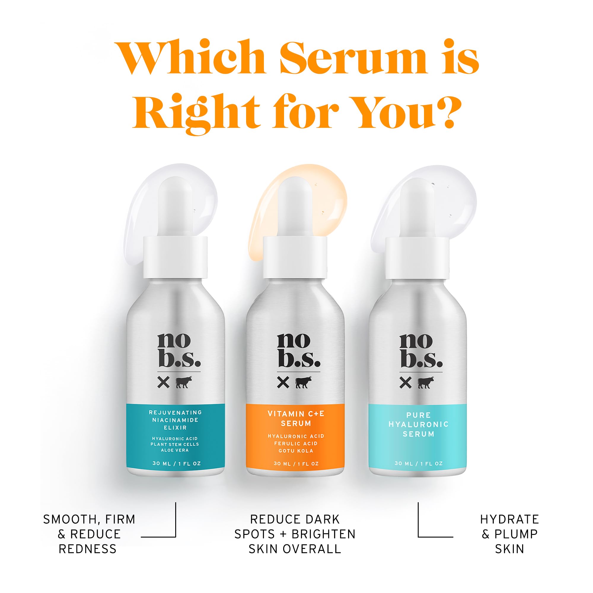 No B.S. (No Bad Stuff) Vitamin C + E Serum - Firming Face Serum for Anti-Aging, Smooths, Hydrates, Plumps Fine Lines & Reduces Dark Spots (1 fl oz)