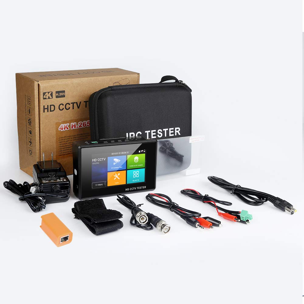 WSDCAM 4 Inch Portable Wrist IP Camera Tester CCTV Tester 4K H.265 IP CVBS CVI TVI AHD Analog Camera Tester with POE/IP DiscoveryFirmware Update/Camera Test Report 1800ADH-Plus