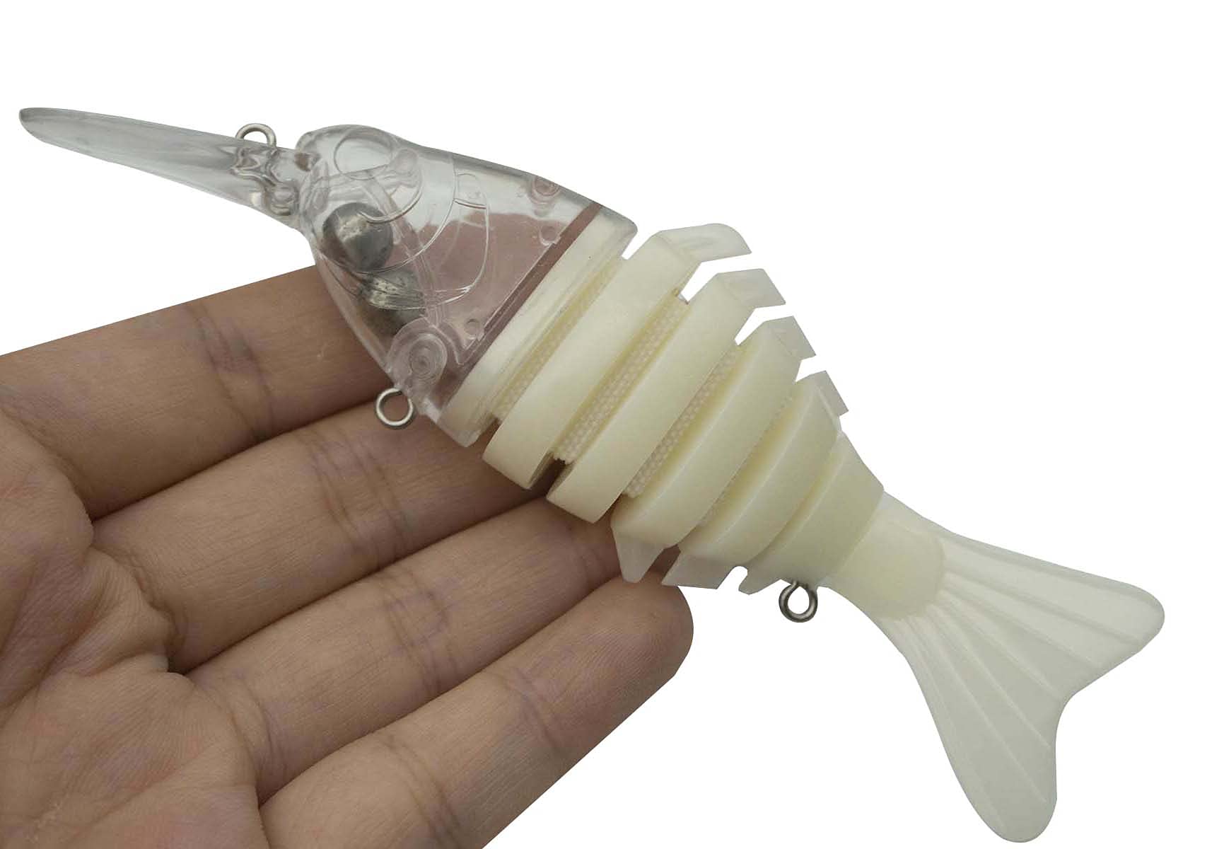 5PCS Unpainted Lure Blanks 14.98g 12cm 7 Jointed Fishing Lure with Free 5mm Eye Crankbait Simulation Blank Body Clear Hard Baits Trout Salmon Minnow Lure Popper Lures Topwater Freshwater JXS4