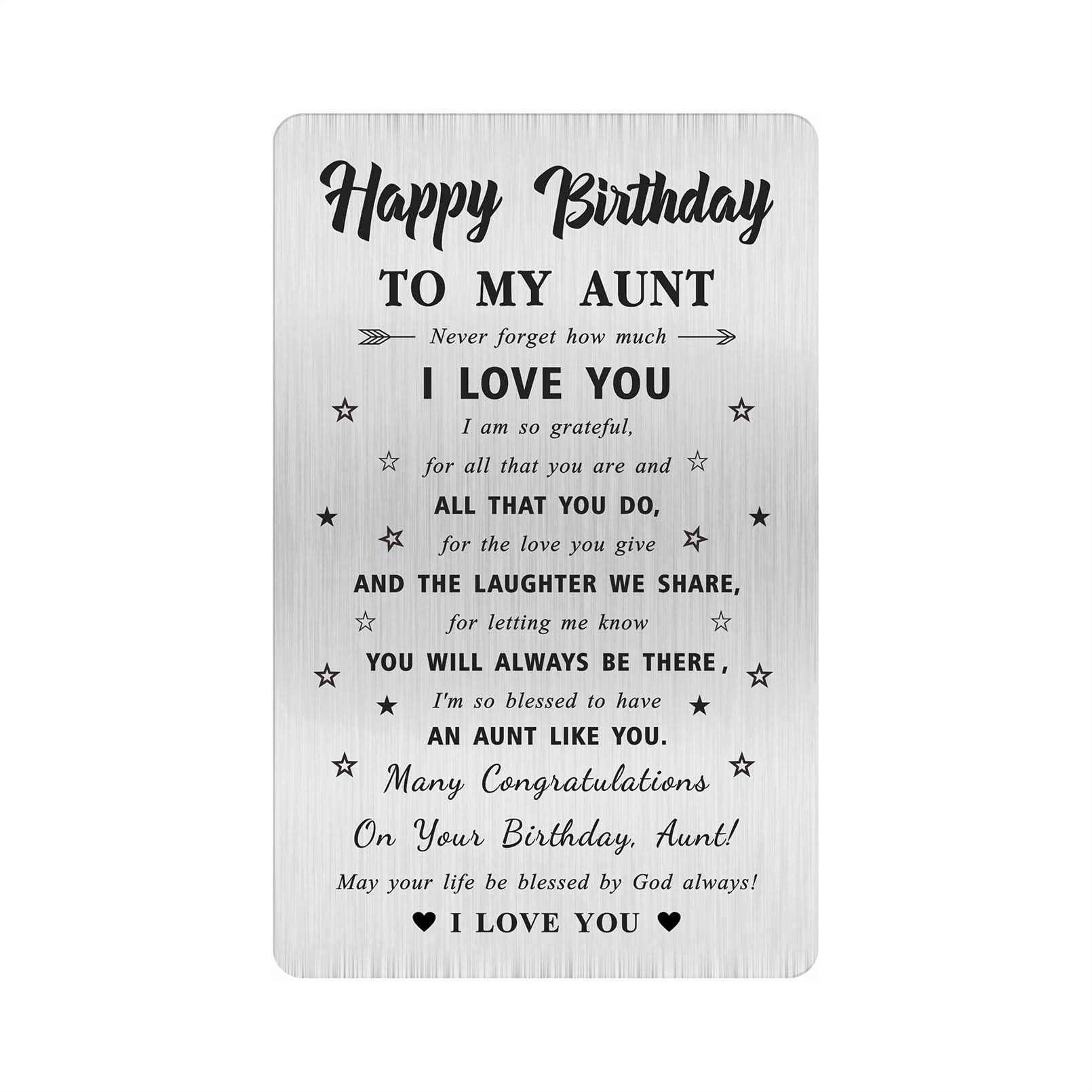 Alotozo Aunt Birthday Card, Happy Birthday Gifts to My Aunt, Auntie Bday Engraved Wallet Card Inserts