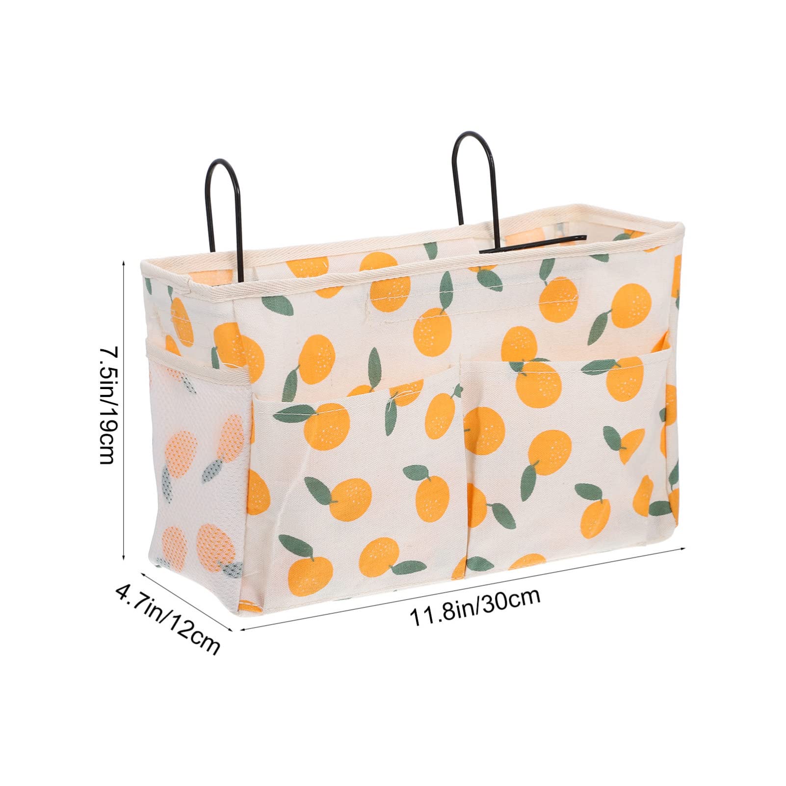 ARTIBETTER Fruit Hanging Basket Orange Bedside Cotton Linen Hanging Storage Bag Bed Storage Pocket Organizer Pouch Diaper Stacker for Bed Crib Craddle Baby Clothes Organizer Storage Bed Frame