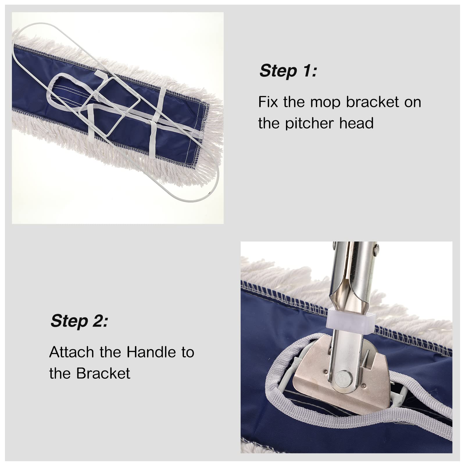 6 Pieces Cotton Floor Dust Mop Heads Refill Commercial Cleaner Mop Head Replacement Washable Mop Replacement Heads Blue Closed Loop Dust Mop Replacement Mop Head Only (33 Inch)