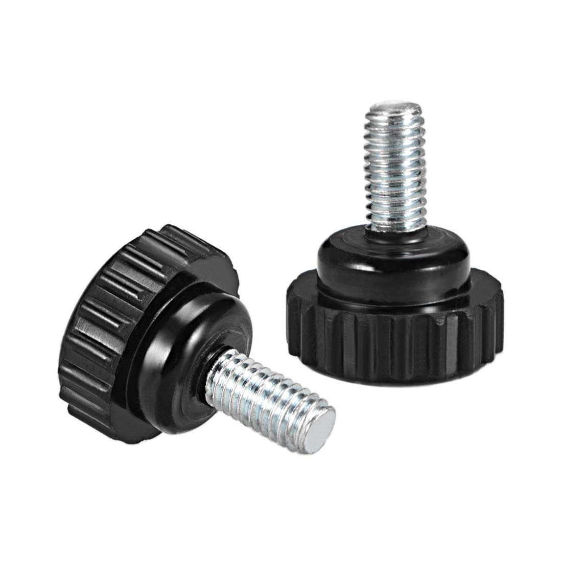 uxcell M6 x 10mm Metric Male Thread Knurled Clamping Knobs Grip Thumb Screw on Type Hand Clamping Handle Bolt with Plastic Knobs Black 10 Pcs