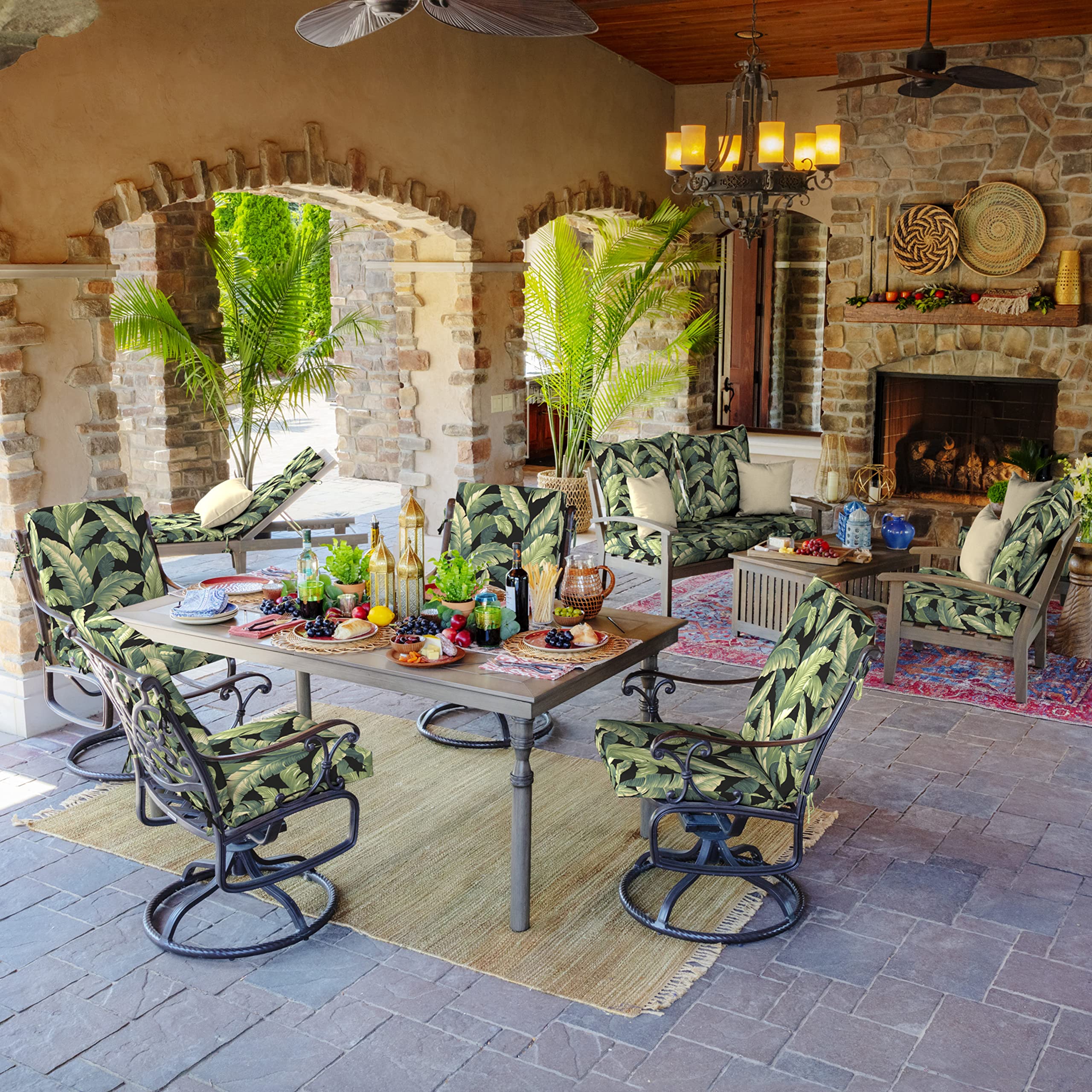 Arden Selections Outdoor Deep Seat Set, 24 x 24, Water Repellent, Fade Resistant, Deep Seat Bottom and Back Cushion 24 x 24, Onyx Cebu