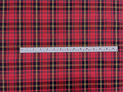 AMORNPHAN 60 Inch Plaid Scottish Traditional Pattern Tartan Motif Printed 100% Woven Cotton Fabric for Clothing Tablecloth Decorative Sewing Arts Crafts Upholstery and Home Accents for 1 Yard (Red)