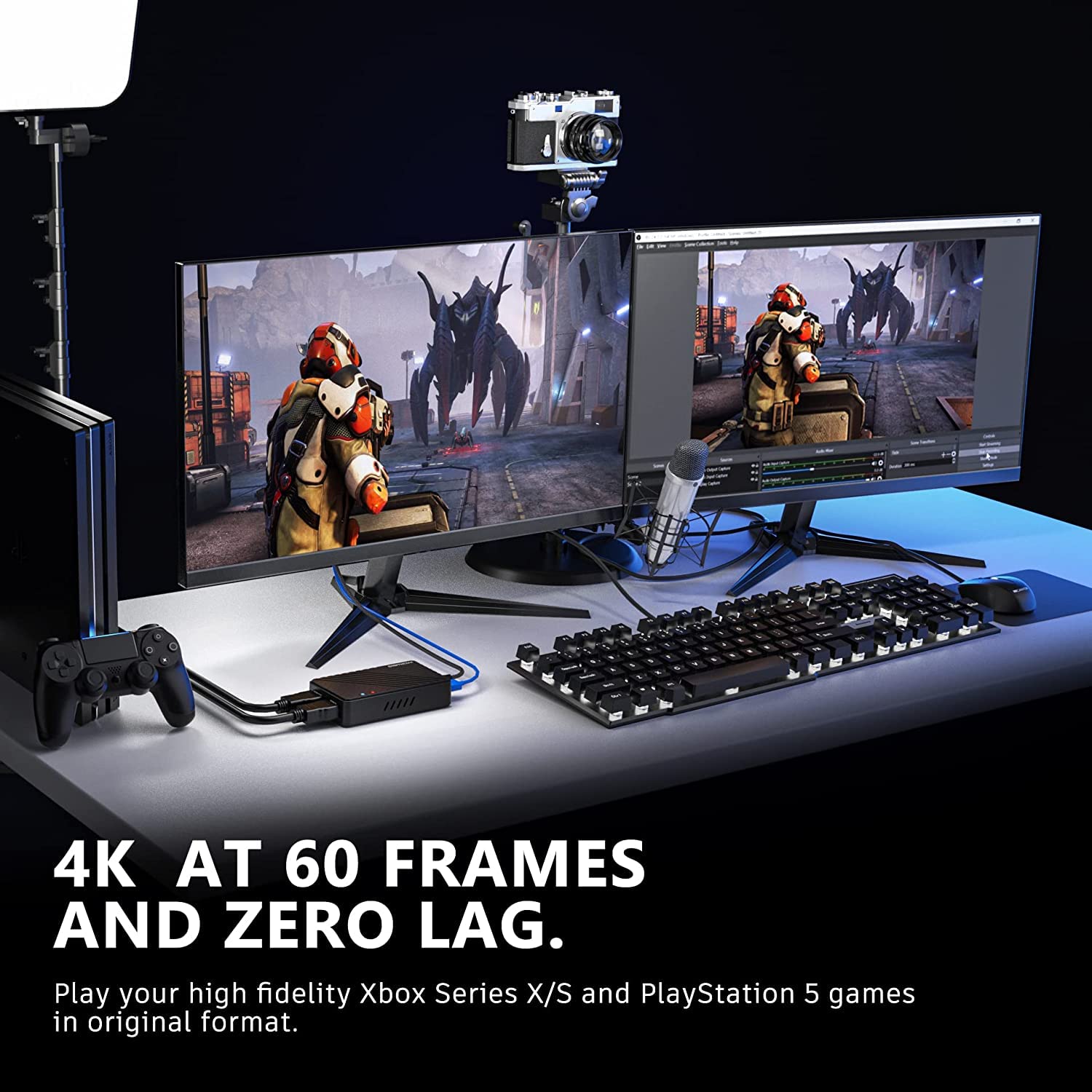 4K Video Capture Card, HDMI to USB3.0 Live Gamer Capture Card Full HD 1080P 60fps, Ultra-Low Latency for Streaming and Recording, Work with Nintendo Switch, PS5, PS4, Xbox One, PC