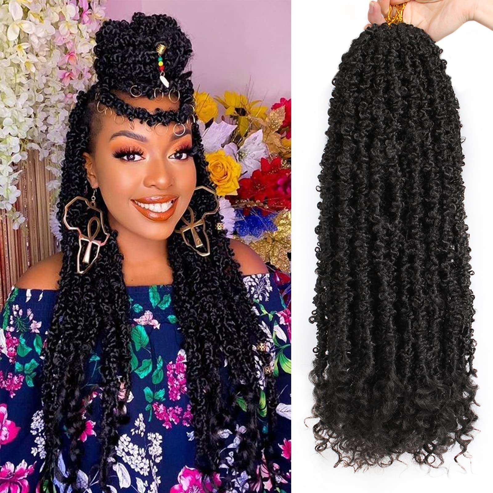 ZRQ Butterfly Locs Crochet Hair With Curly Ends 24 Inch 6 Packs Pre Looped Long Butterfly Soft Locs Distressed Butterfly Faux Locs Synthetic Goddess Locs Hair Extensions (24 Inch, 1B#)