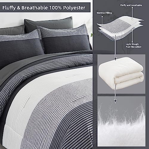 Yiran 7 Piece Black and White Comforter Set Queen Size Bed in A Bag Set with Sheets for Queen Bed - Luxury Bedding Sets for All Season - Comforter, Flat Sheet, Fitted Sheet, Pillow Shams, Pillowcases