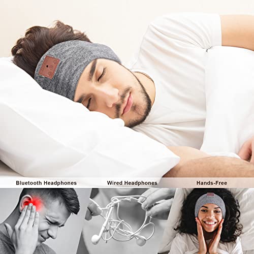 BULYPAZY 2pcs Sleep Headphones Bluetooth Headband, Wireless Headphones with Ultra-Thin Speakers Perfect for Side Sleepers, Insomniac, Sleeping, Nap, Travel, Meditation(Black&Grey)