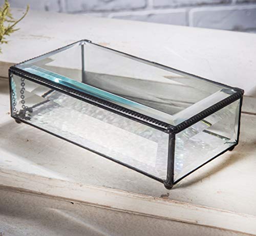 J Devlin Box 830 Large Clear Beveled Glass Jewelry Keepsake Box Home Decor Display