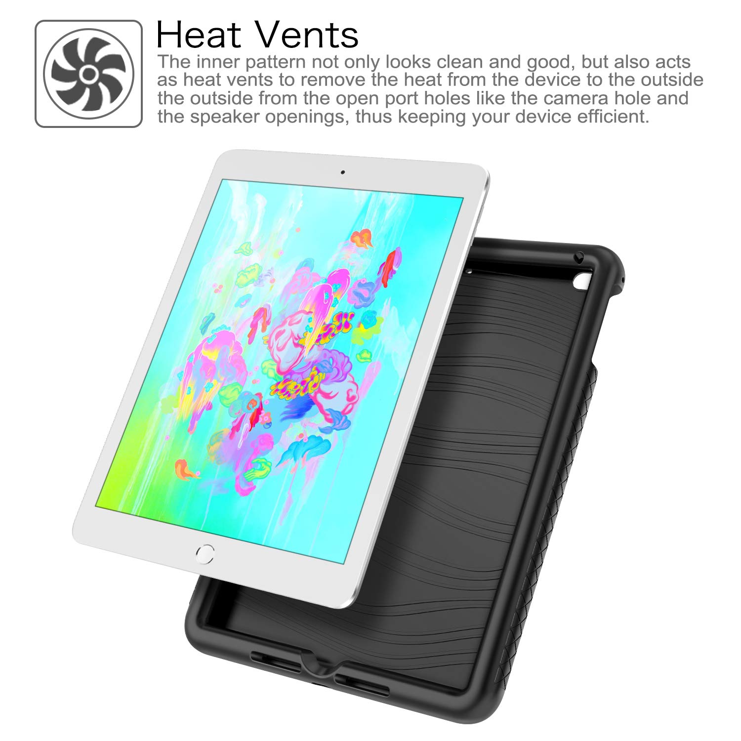 Fintie Case for iPad 6th / 5th Generation (2018/2017), iPad Air 2 / Air 1 (9.7 Inch) - [Mighty Shield] Heavy Duty Anti Slip Shock Proof Kids Friendly Drop Protection Silicone Cover, Black