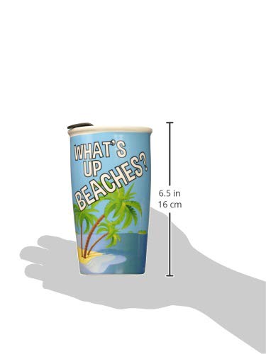 Enesco Margaritaville by Our Name is Mud What's Up Beaches Stoneware Travel Mug, 14 oz, Multicolor