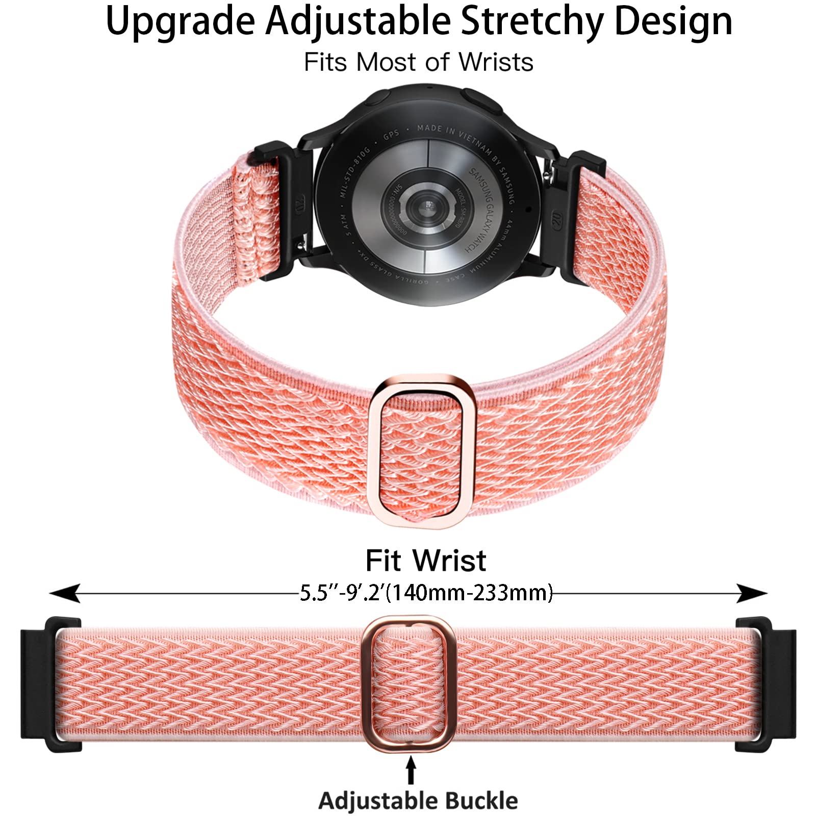 Charlam 6 Pack Stretchy Bands Compatible with Samsung Galaxy Watch 7 6 5 4 40mm 44mm Band,Galaxy 5 Pro 45mm, Galaxy Watch 6 4 Classic Band, Acitve 2/Galaxy Watch 3 41mm,20mm Sport Elastic Nylon Band,D