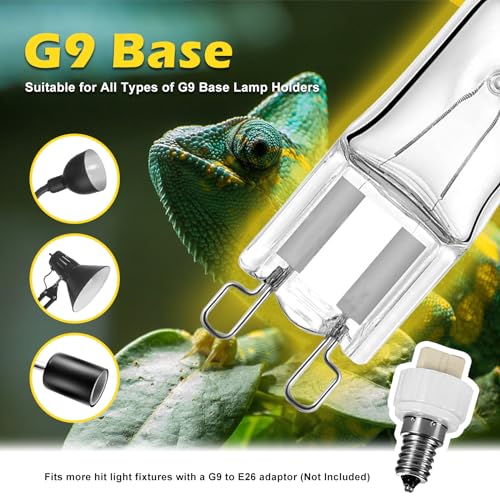 9 Pack Heat Lamp Bulbs for Reptile Dimmable G9 Mini Halogen Bulbs Warm White 75W Essential Heat Source for Bearded Dragon Gecko Turtle Lizard(9Pack)