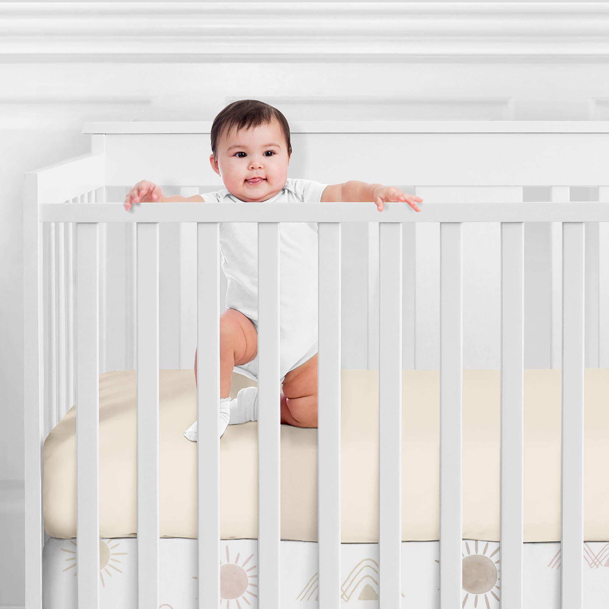 Sweet Jojo Designs Gold Girl or Boy Fitted Crib Sheet Baby or Toddler Bed Nursery - Solid Color Yellow Gender Neutral Cotton for Boho Desert Sun Mountain Collection