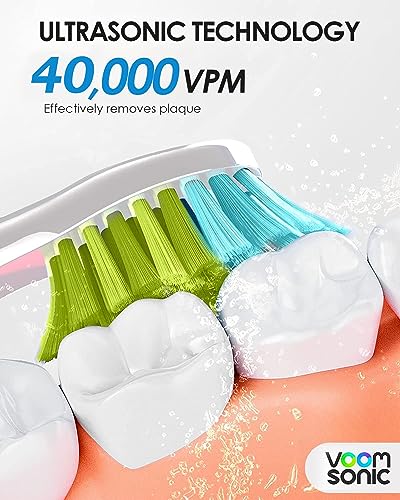 Voom Sonic Pro 7 Series Rechargeable Electronic Toothbrush, Advanced Oral Care Technology, 2-Minute Timer w/Quadrant Pacing, 5 Adjustable Speeds, Magnetic Levitation, 100% Waterproof, Black (VM-20946)