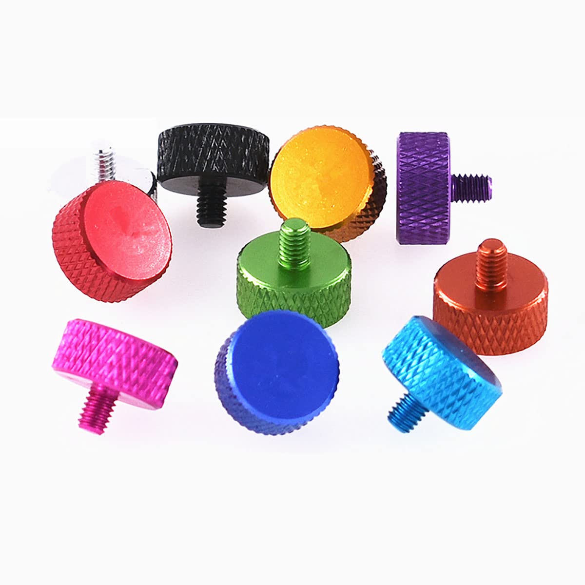 5pcs/lot M3 Knurled Colourful Aluminum Thumb Screws 5 6 8 10 12 16 20mm - 50mm Plain Head Hand Tighten Screws for Computer Case (Color : Silver, Size : 6mm)