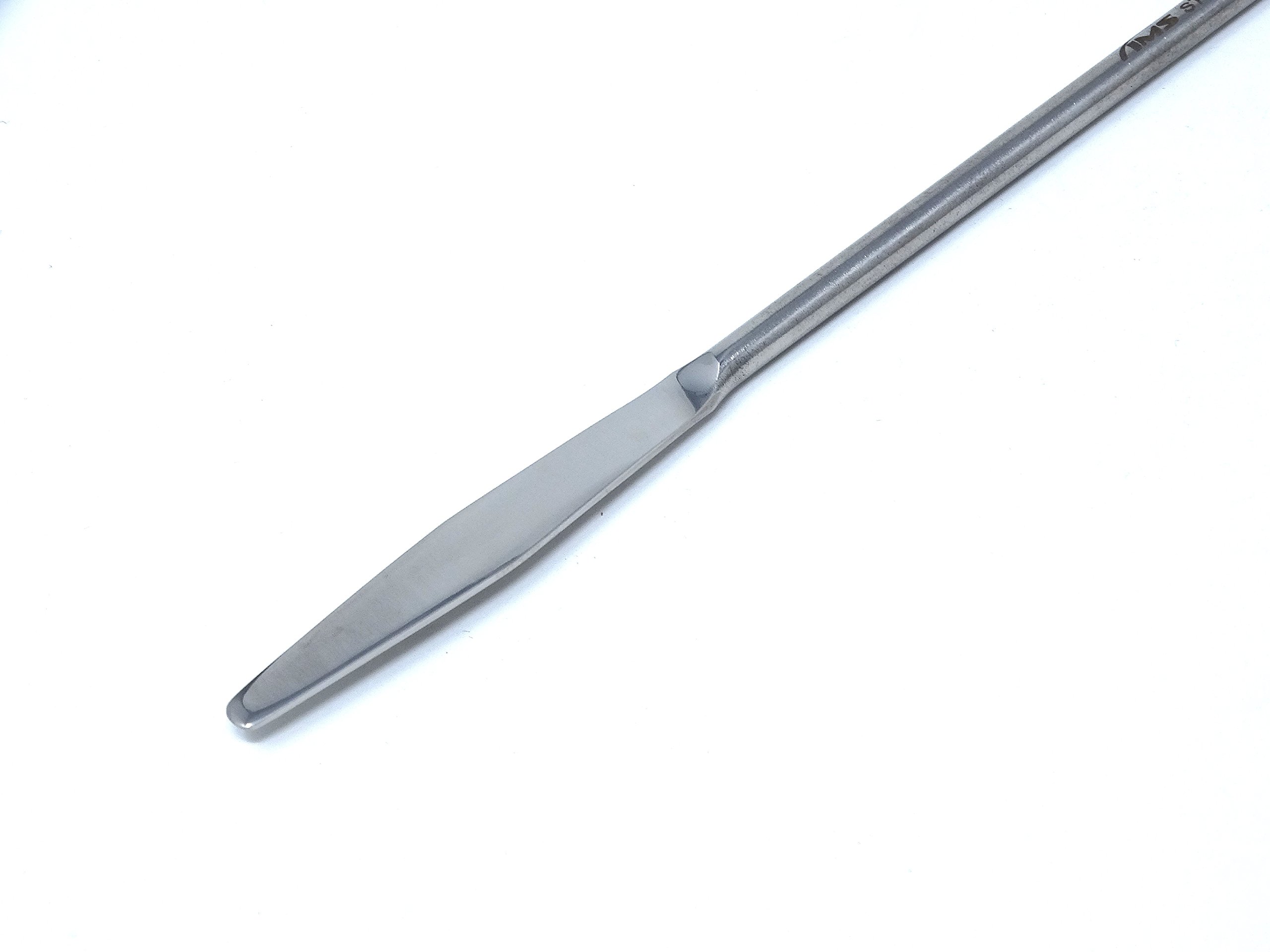 Lab Micro Double Ended Spatula Round/Tapered Arrow End (Flat Ends 50mm x 9mm), 9" Length, Stainless Steel