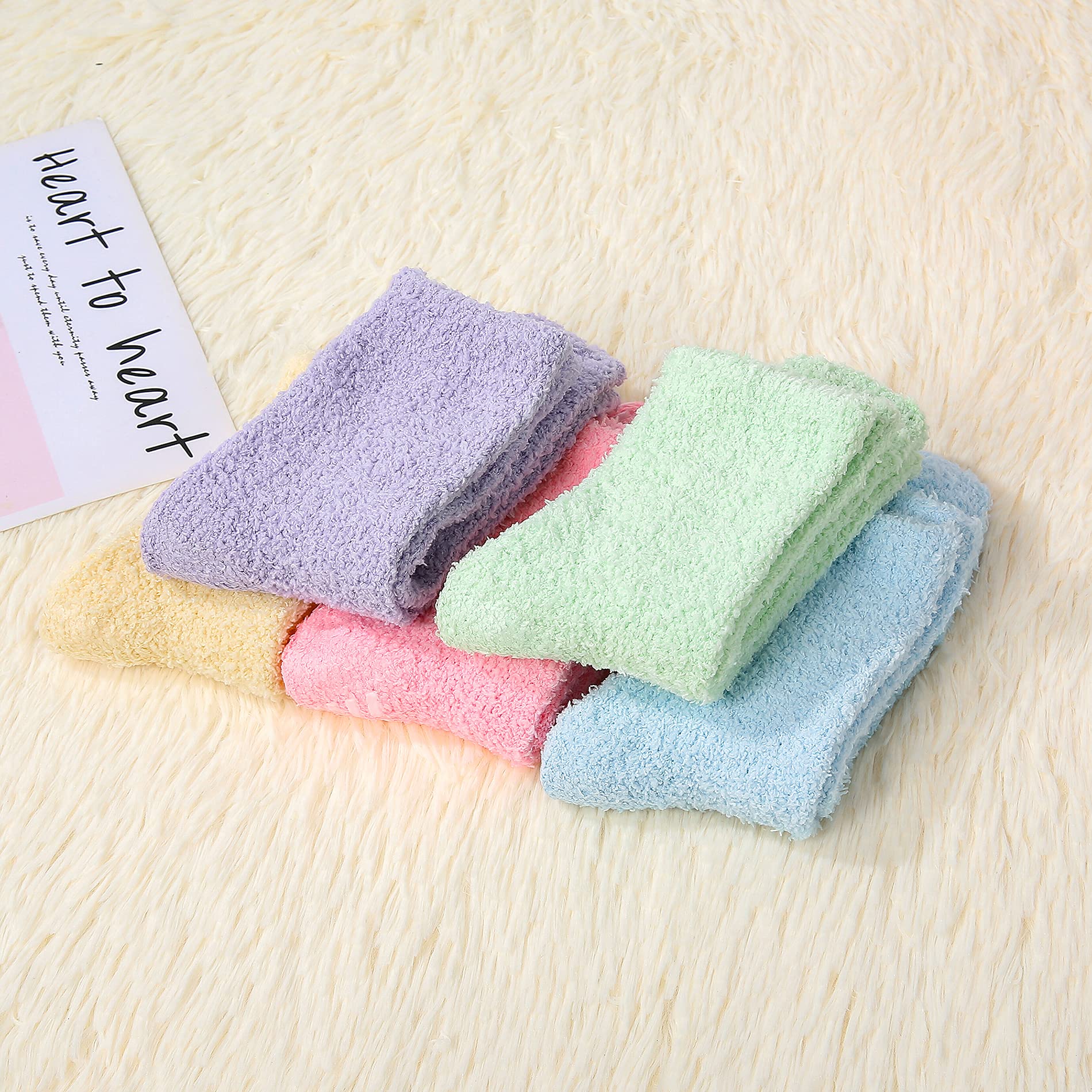 American Trends Fuzzy Socks for Women Non Slip Cozy Socks Athletic Plush Soft Grip Socks Yoga Warm Comfy Socks 5 Pack Candy Color One Size