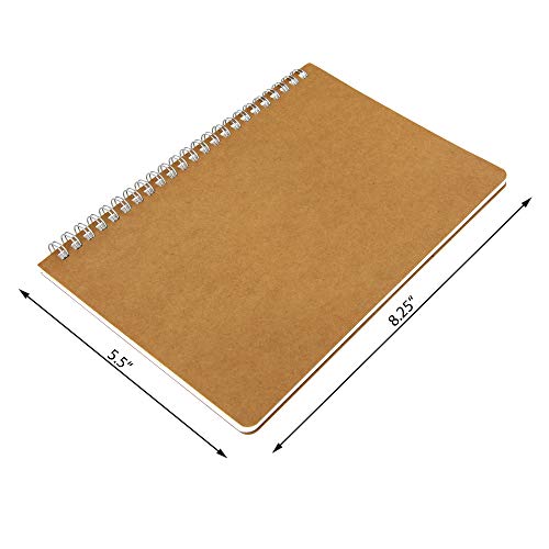 HULYTRAAT Spiral Journal Blank Sketch Book Pad, 5.5 x 8.25 Inches A5, Kraft, 80-Page 40-Sheet Drawing Notebook 2-pack (NBP2)